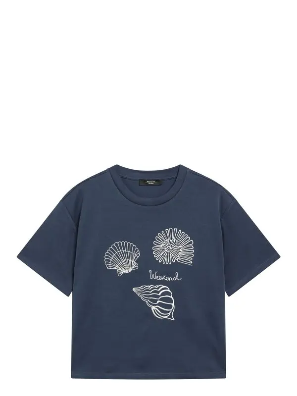 Max Mara Embroidered Cotton Jersey T-shirt - Blue