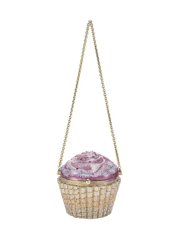 Judith Leiber Pink Crystal Cupcake Minaudiere - Multi