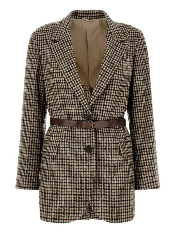 Brunello Cucinelli Madras Blazer With Belt - Multicolor