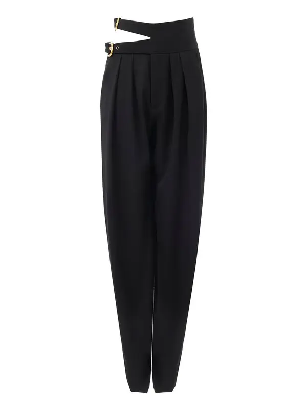 Chloé High-rise Tailored Pants In Wool Grain De Poudre - Black