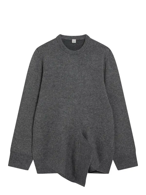 TOTEME Asymmetrical Wool-cashmere Sweater - Grey