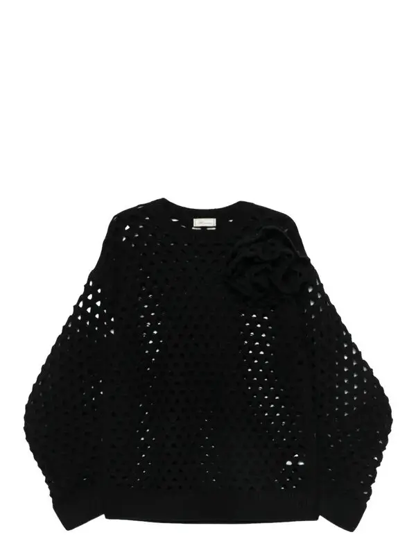 Blumarine Openwork Wool Roundneck With 3d Rose - Multicolor
