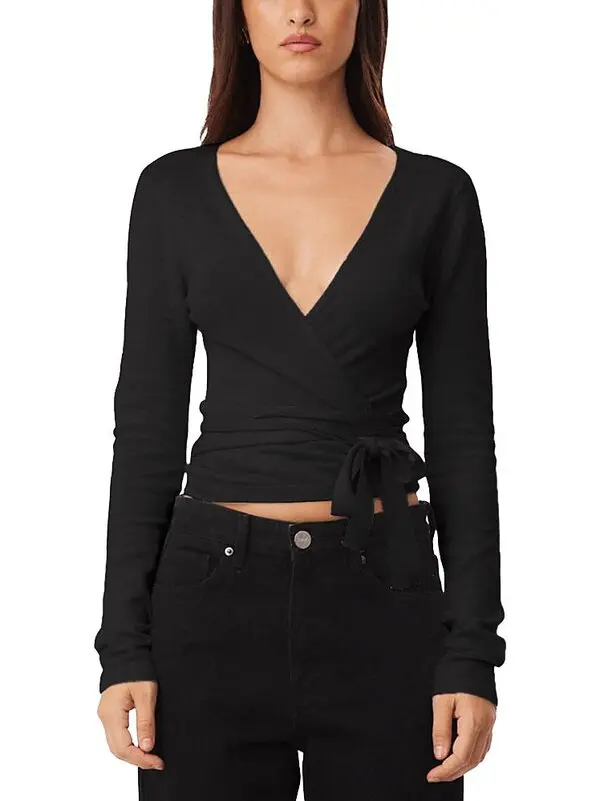 SNDYS. Nikola Wrap Top - Black
