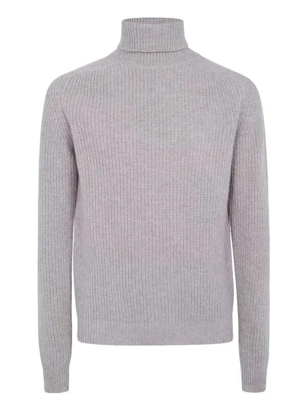 CRUNA Ribbed-knit Roll-neck Sweater - Grey