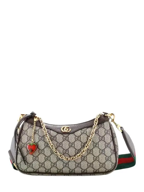 Gucci Ophidia Charm Shoulder Bag Gg Coated Canvas Small Crossbody Bag - Brown