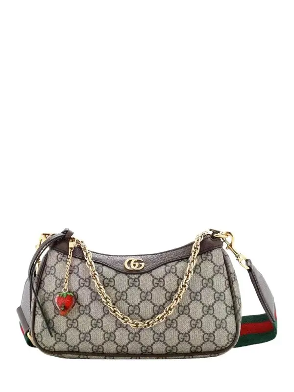 Gucci Ophidia Charm Shoulder Bag Gg Coated Canvas Small Crossbody Bag - Beige Ebony