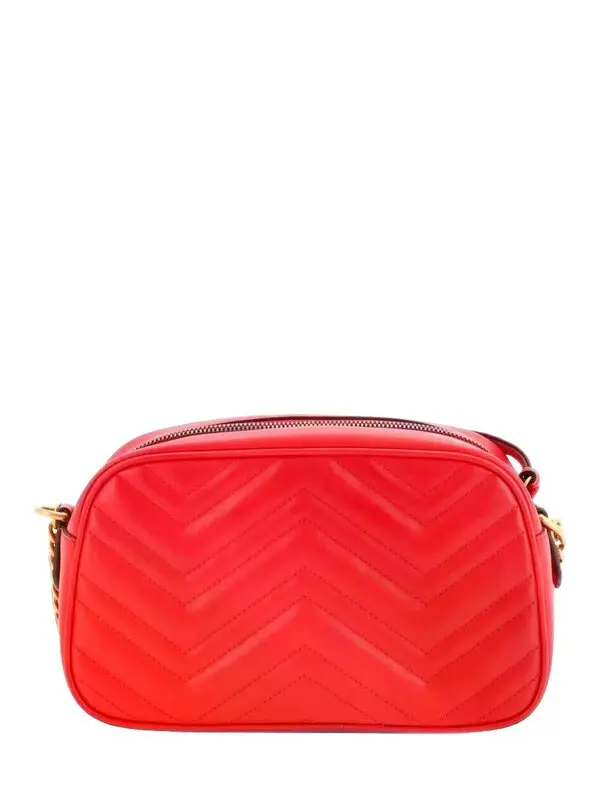 Gucci Gg Marmont Shoulder Bag Matelasse Leather Small Crossbody Bag - Red
