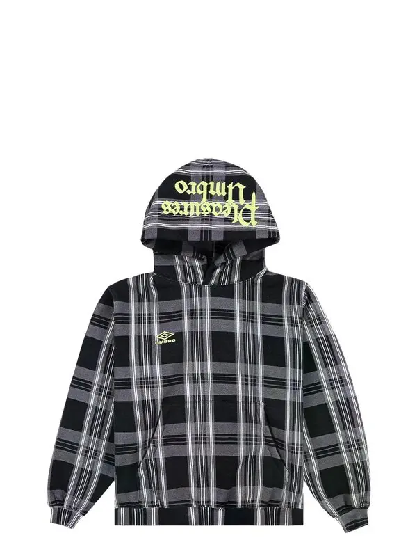 PLEASURES X Umbro Spine Plaid Hoodie - Black