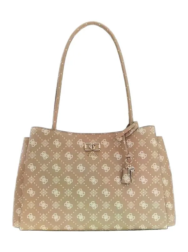 Guess Emelie Logo-print Shoulder Bag - Neutrals