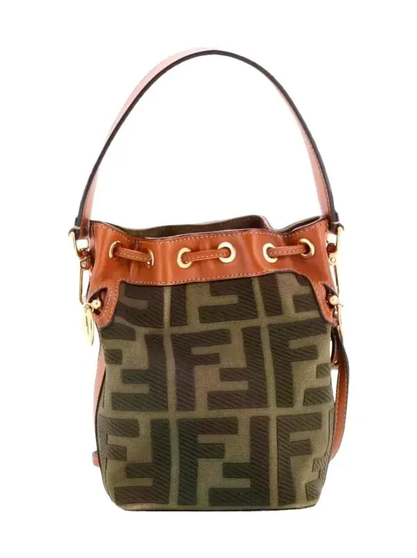 Fendi Mon Tresor Zucca Embroidered Canvas Mini Bucket Bag - Brown