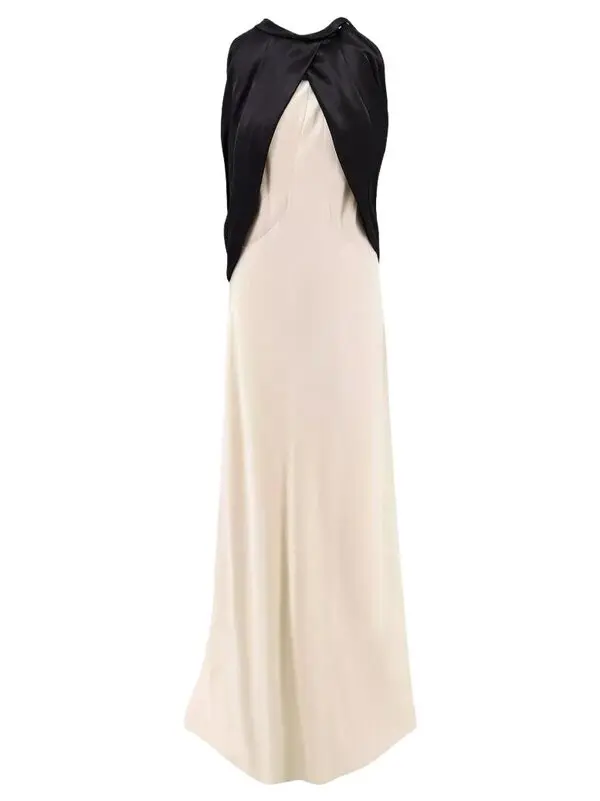 Alberta Ferretti Draped-detail Two-tone Gown - Neutrals