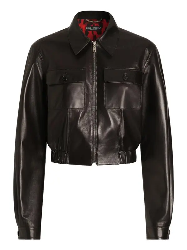 Dolce & Gabbana Dolce Gabbana Cropped Leather Jacket - Brown