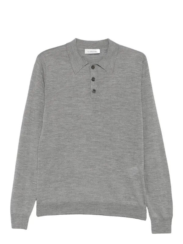 LANVIN Long-sleeve Polo Shirt - Grey