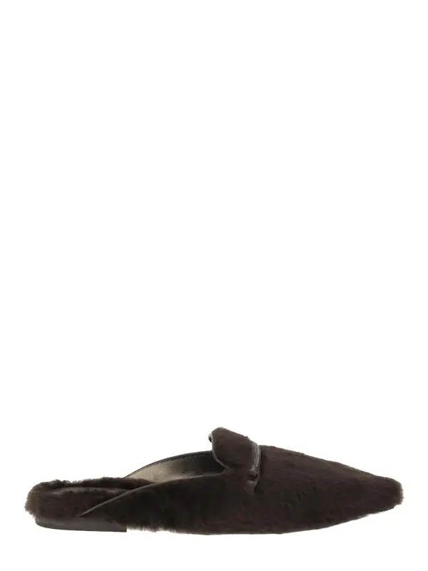 Brunello Cucinelli Shearling Ballerinas With Precious Bar - Multicolor