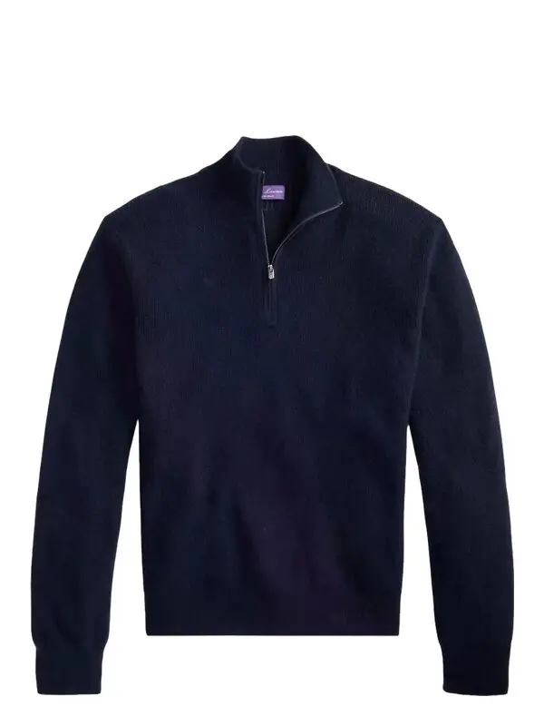 Ralph Lauren Purple Label Half-zip Cashmere Sweater - Blue