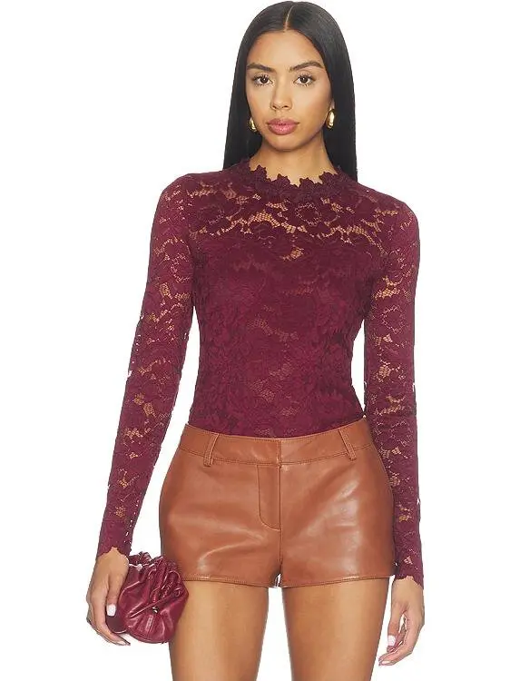 Generation Love Vix Lace Top In Red - Cabernet
