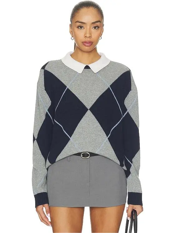 Joe's Jeans The Jude Collared Sweater In Baby Blue - Blue Argyle