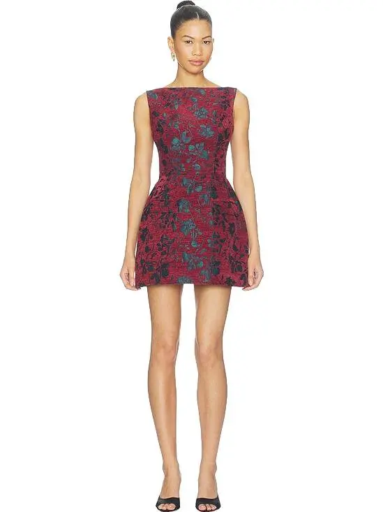 Amanda Uprichard Banco Dress In Burgundy - Rosette Combo