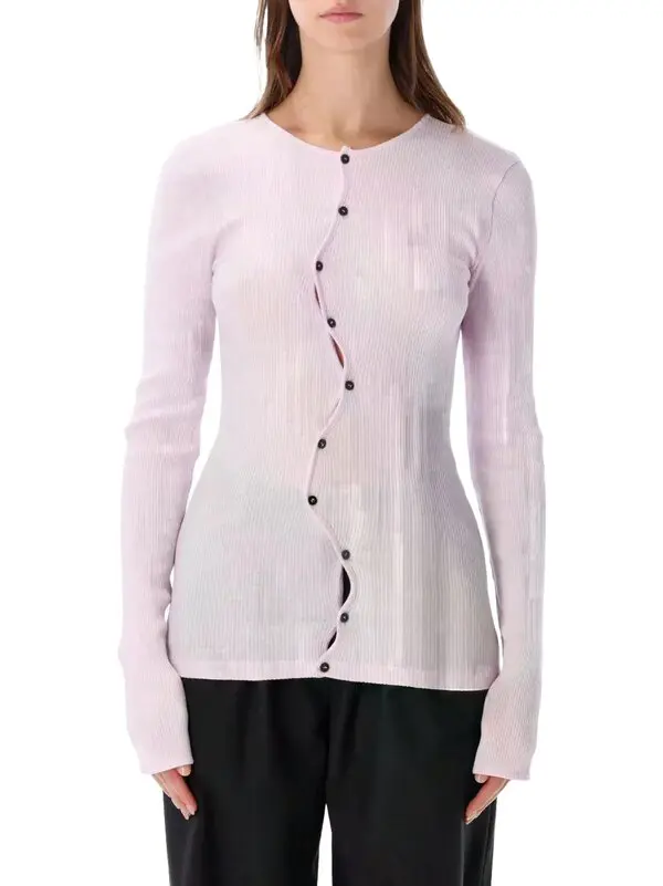 OPÉRASPORT Claire Ribbed Asymmetric-button Cardigan - Pink