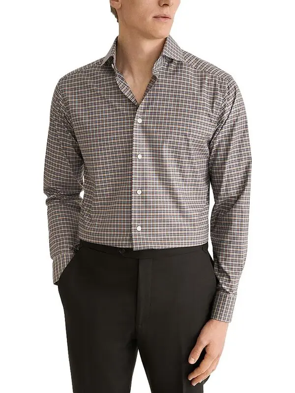 Eton Cotton Contemporary Fit Check Shirt - Light Beige