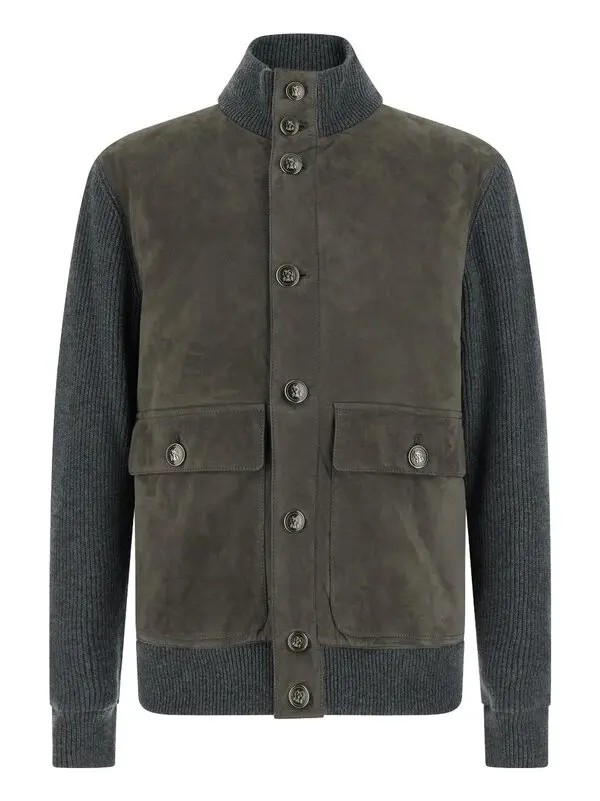Brunello Cucinelli Mini Logo Quilted Jacket - Grey
