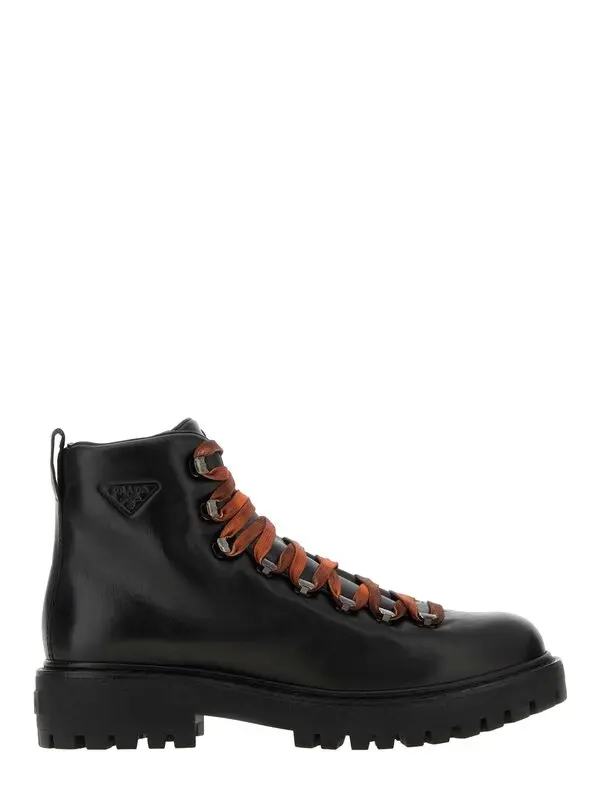 Prada Leather Brixxen Ankle Boots - Black