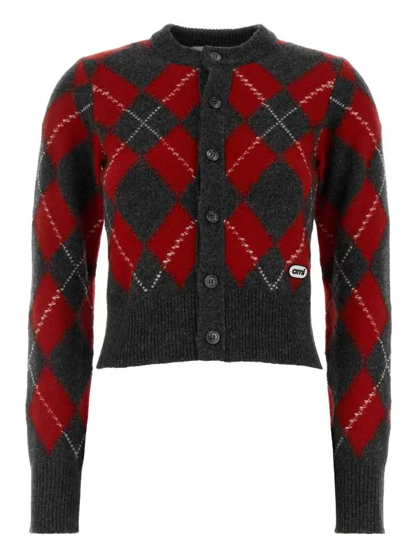 AMI Paris Embroidered Wool Cardigan - Multicolor