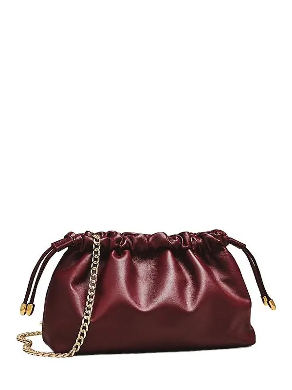 Maeve Cched Leather Clutch - Wine