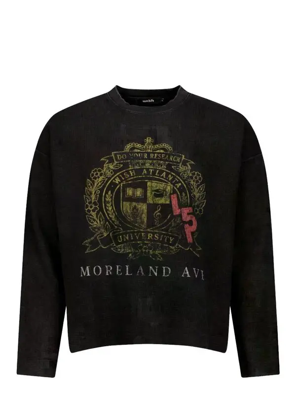 Wish Waffle-knit Crest-print Sweater - Black
