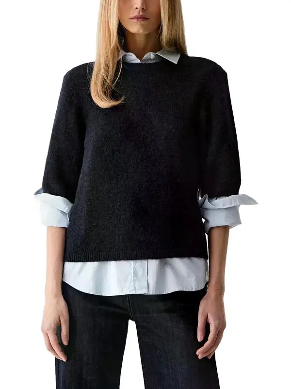GESTUZ Alpha Short-sleeve Knitted Sweater - Blue