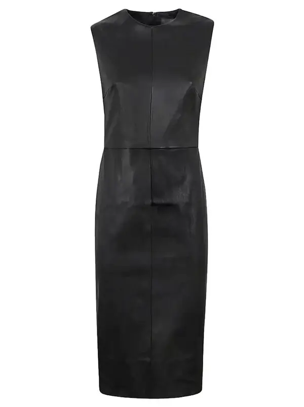 Stouls Midi Evita Sleeveless Leather Dress - Black