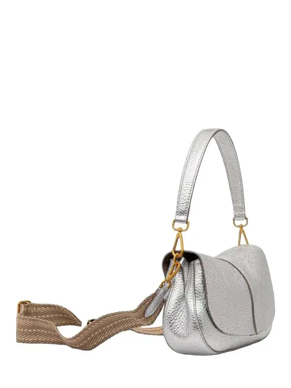 GIANNI CHIARINI Helena Round Grainy-leather Shoulder Bag - Silver