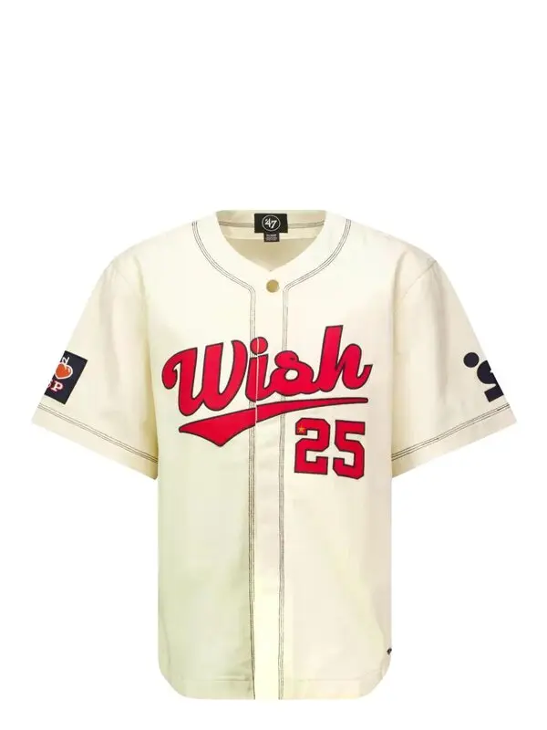 Wish Embroidered Canvas Baseball Shirt - Neutrals