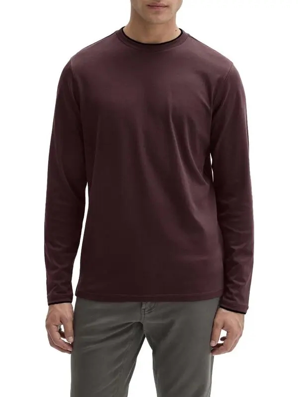 Robert Barakett Georgia Pima Cotton Long Sleeve T-shirt - Deep Bordeaux