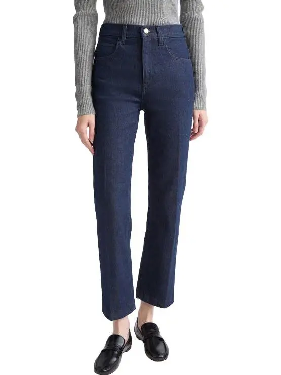JAMIE HALLER The Blind Crease High Waist Crop Straight Leg Jeans - Dark Raw