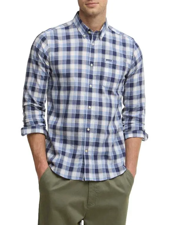 Barbour Harwood Gingham Tailored Fit Button Down Shirt - Blue