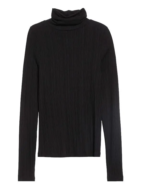 JAMIE HALLER Rib Turtleneck - Black
