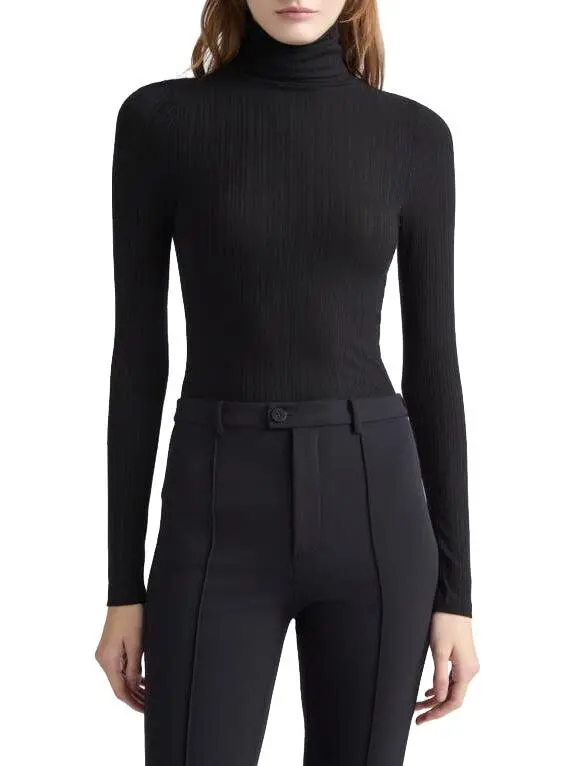 JAMIE HALLER Rib Turtleneck - Black
