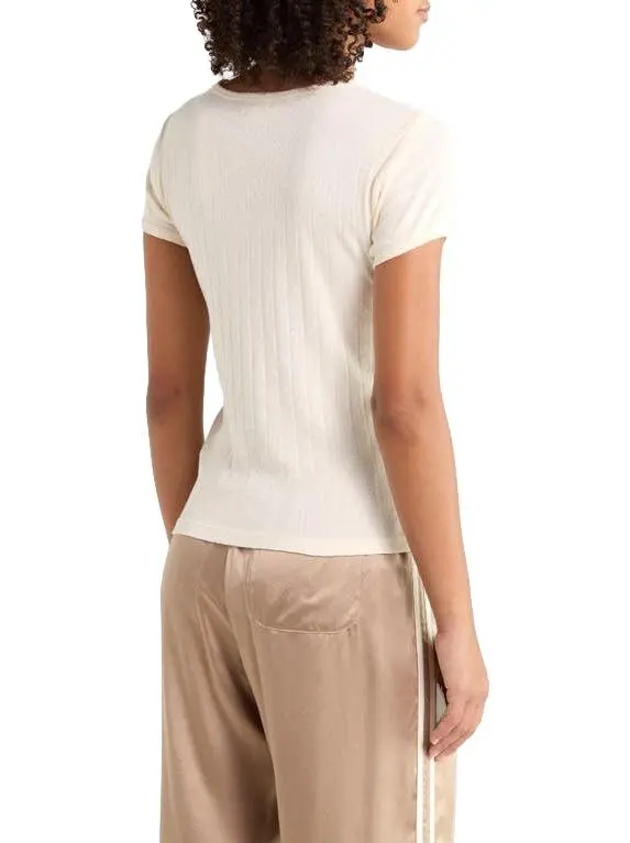 Donni. The Pointelle Organic Cotton Baby T-shirt - Creme