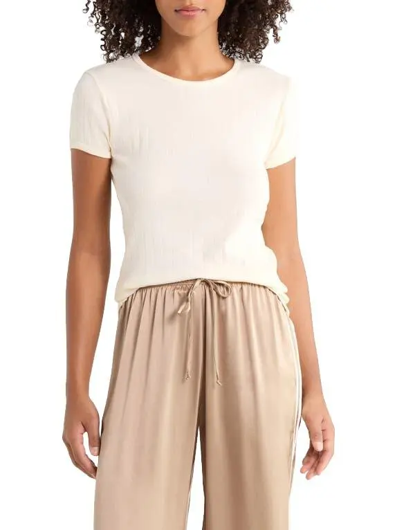 Donni. The Pointelle Organic Cotton Baby T-shirt - Creme