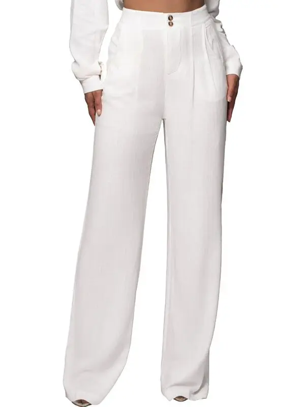 JLUXLABEL Thea Linen Pants - Ivory
