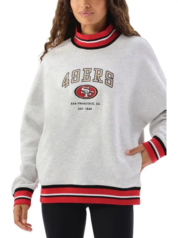 OFF SEASON Philadelphia Eagles Mock Neck Graphic Sweatshirt - Heather Grey/49ers