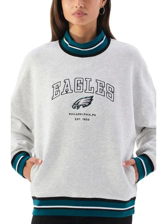 OFF SEASON Philadelphia Eagles Mock Neck Graphic Sweatshirt - Heather Grey/eagles