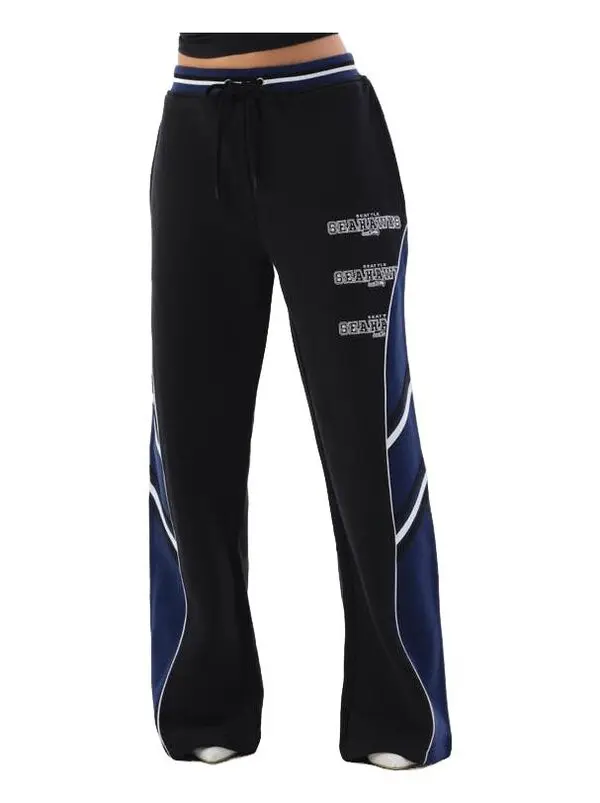 OFF SEASON Colorblocked Fleece Straight Leg Pants - Black/seahawks