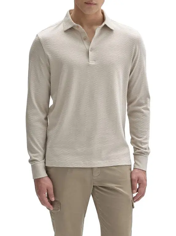 Robert Barakett Hernando Long Sleeve Cotton Polo - Moonstone