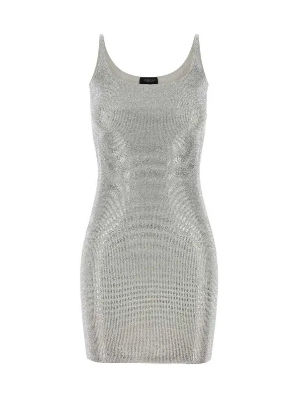 Gucci Embellished Jersey Mini Dress - Silver