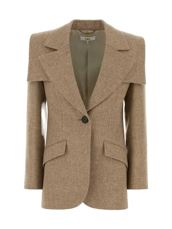 Chloé Beige Stretch Wool Blazer - Brown