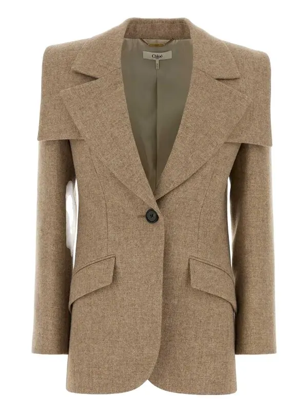 Chloé Beige Stretch Wool Blazer - Brown