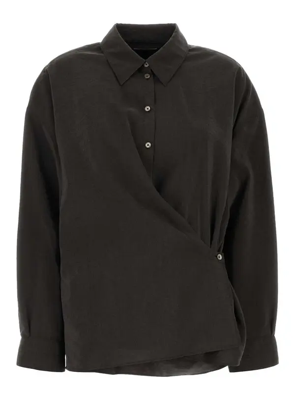 LEMAIRE Dark Silk Blend Shirt - Brown