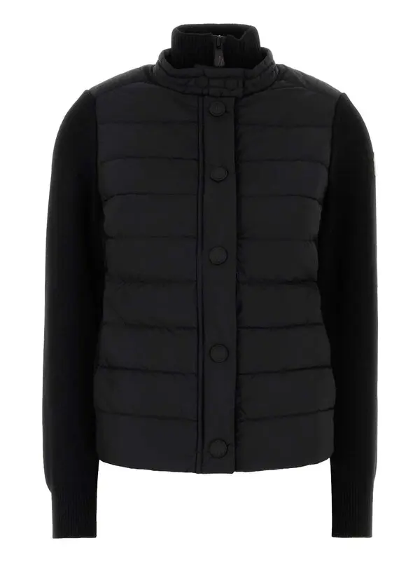 Moncler Nylon And Knit Cardigan - Black